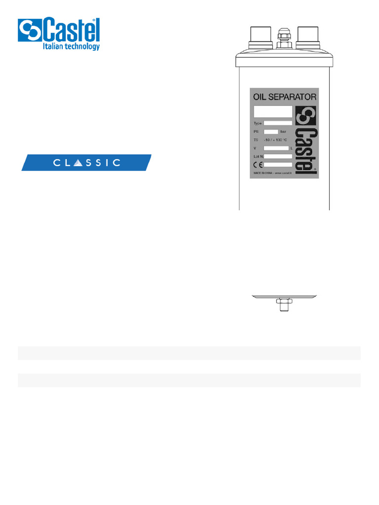 Castel OS540 Oil Separator Details | PDF