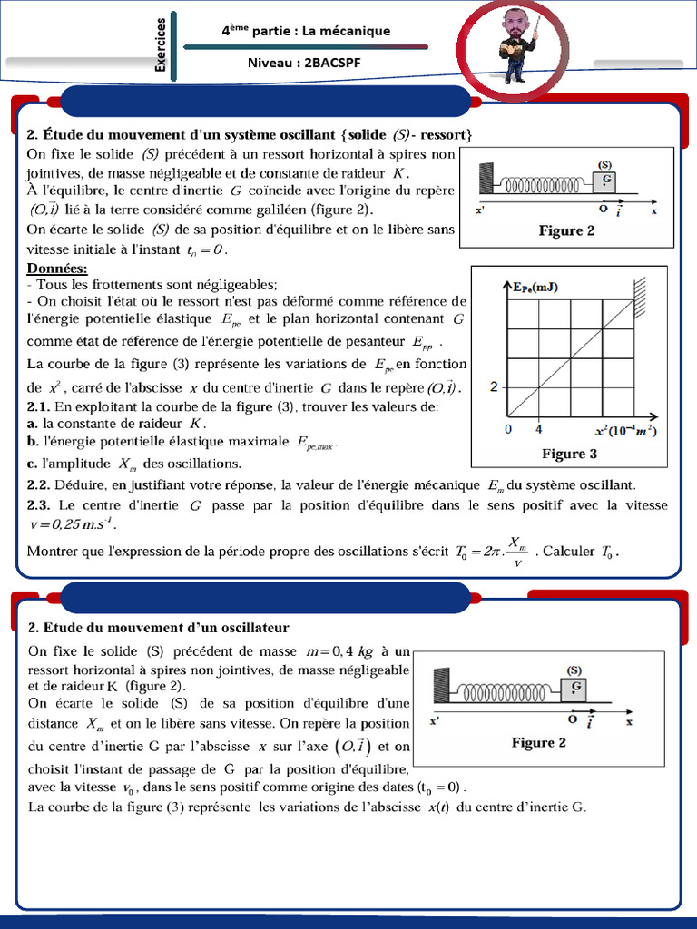 Le Pendule Elastique Jaouad Prof | PDF