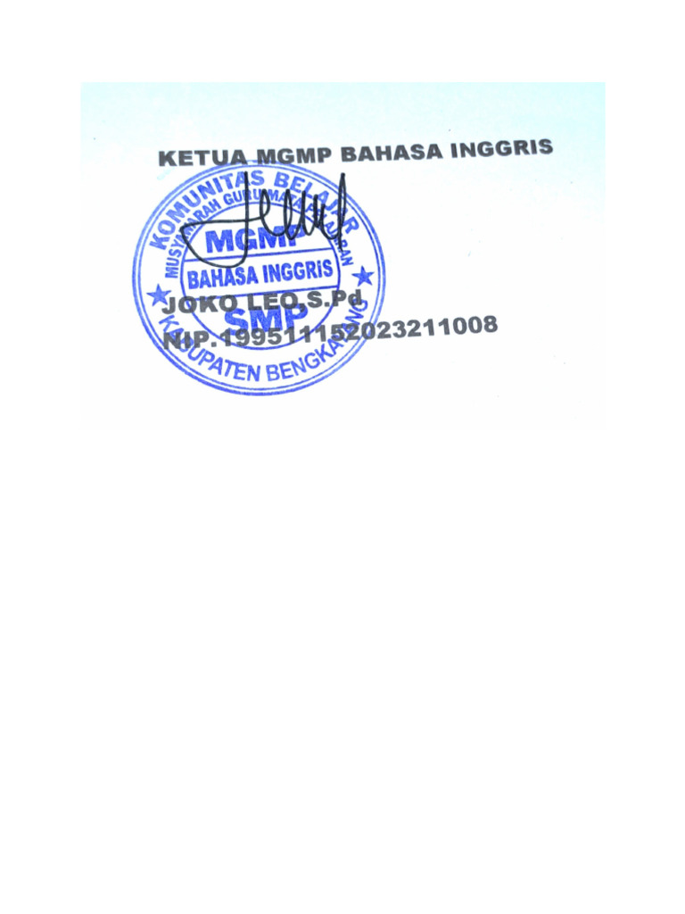 TTD Ketua MGMP | PDF