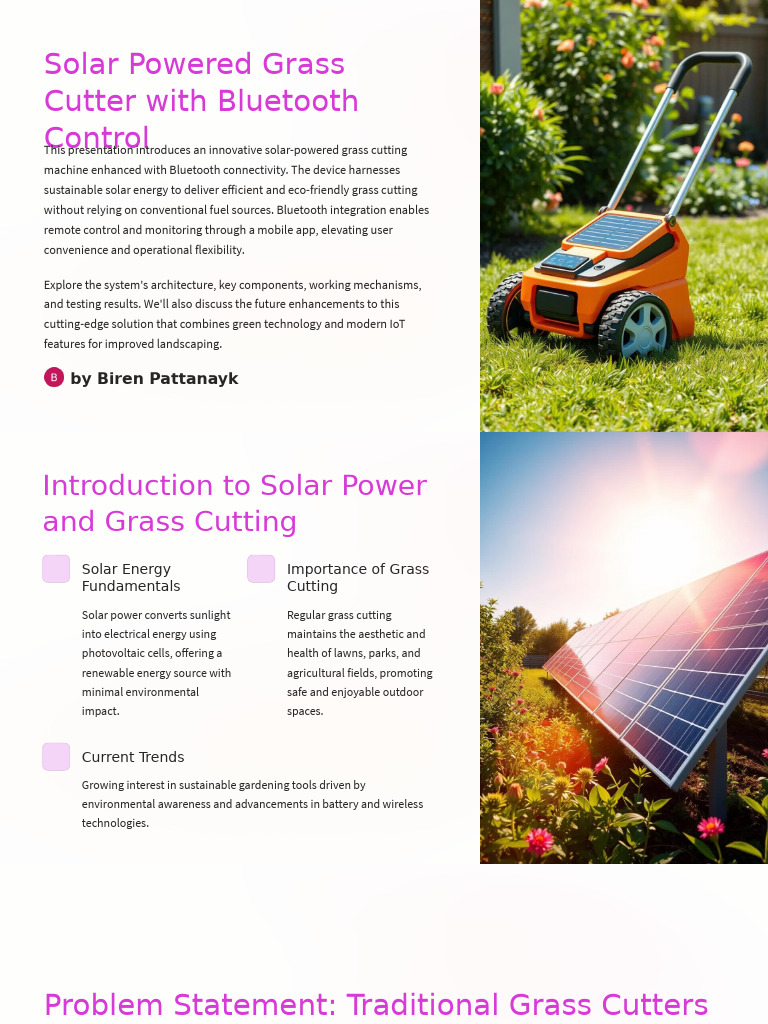 Solar Powered Grass Cutter With Bluetooth Control | PDF | Photovoltaics ...