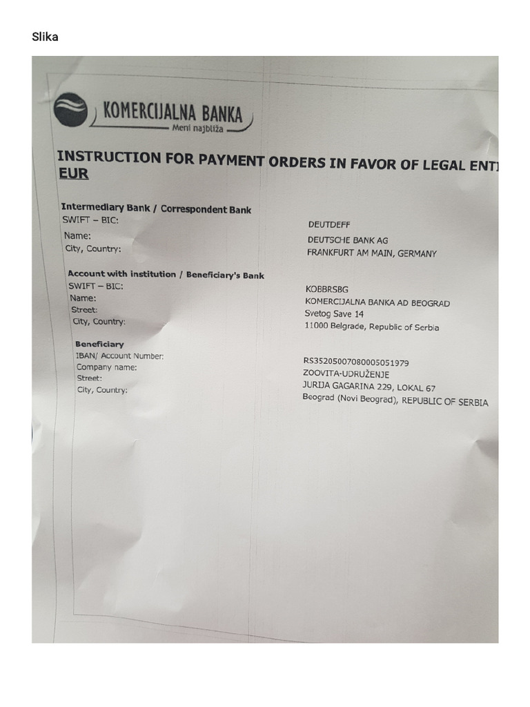 Instrukcije Za Placanje 1 | PDF