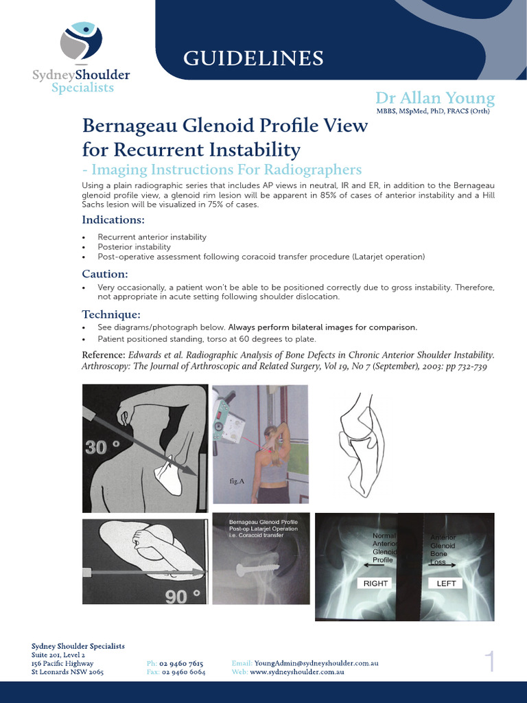 Bernageau Glenoid Profile Imaging Guide | PDF