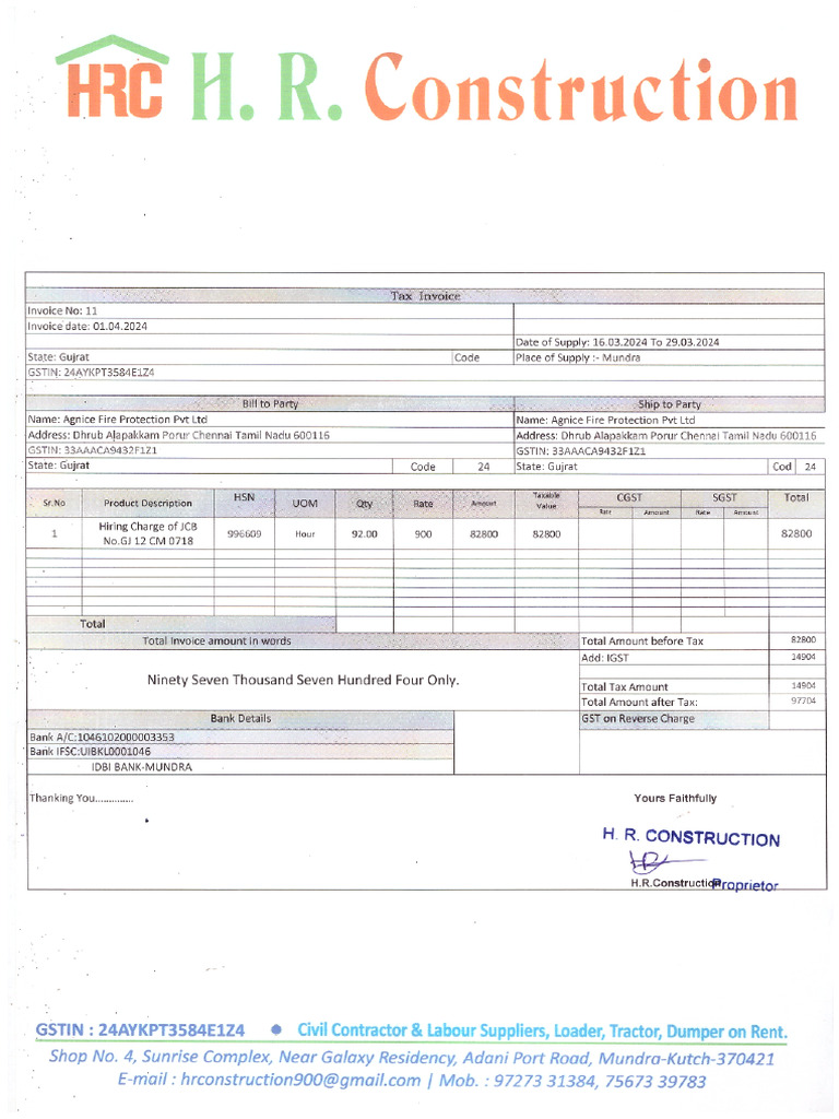 HR Construction Bill-011 | PDF