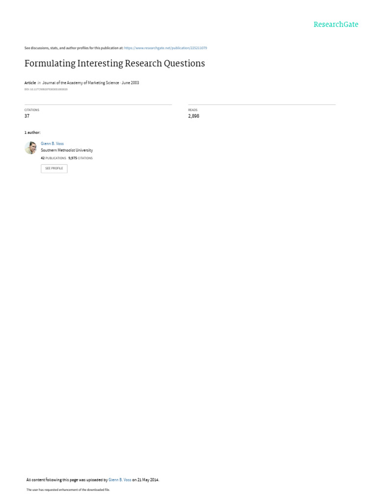 Formulating Interesting Research Questions | PDF | Innovation | Marketing