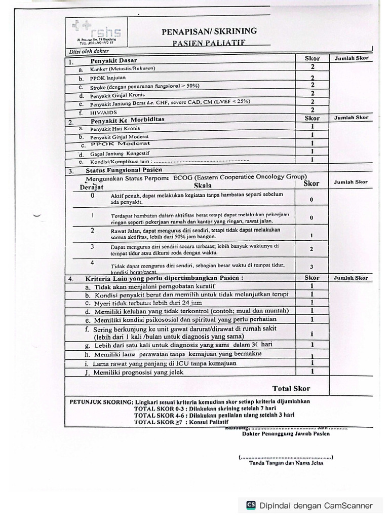 Skrining Pasien Paliatif | PDF