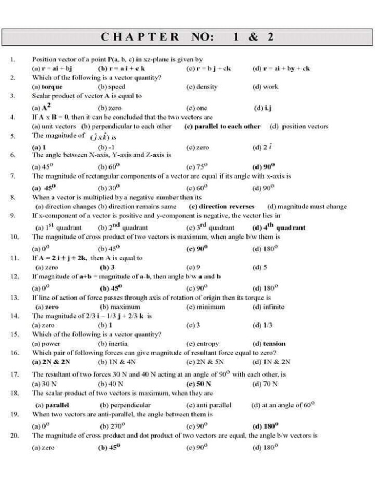 1st Year Physics Solved MCQs | PDF
