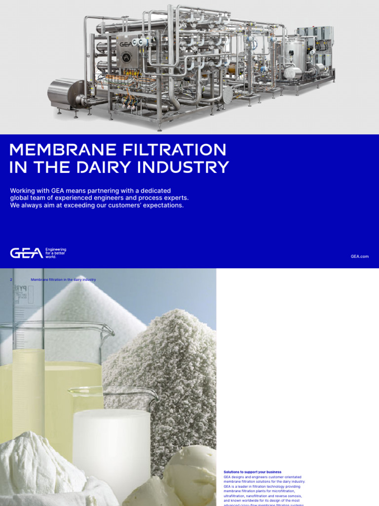 Membrane Filtration in Dairy Industry | PDF | Membrane | Milk