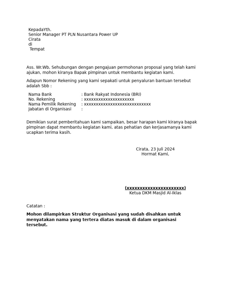 Surat Pemberitahuan Rekening | PDF