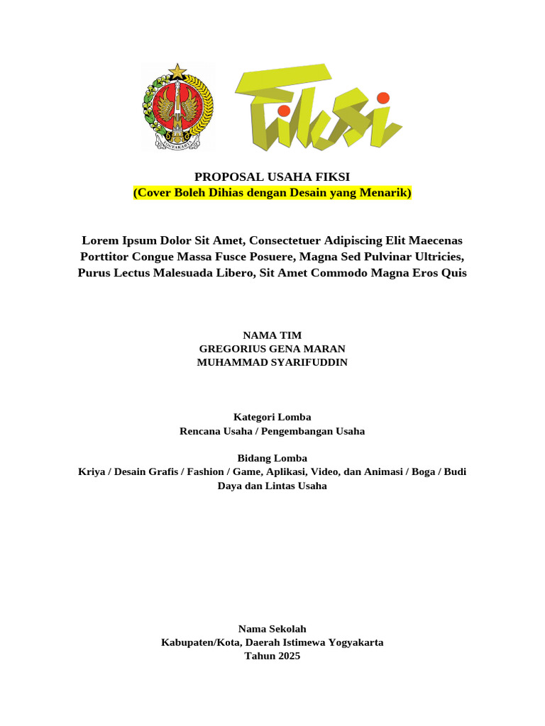 Template Proposal FIKSI SMA DIY 2025 | PDF