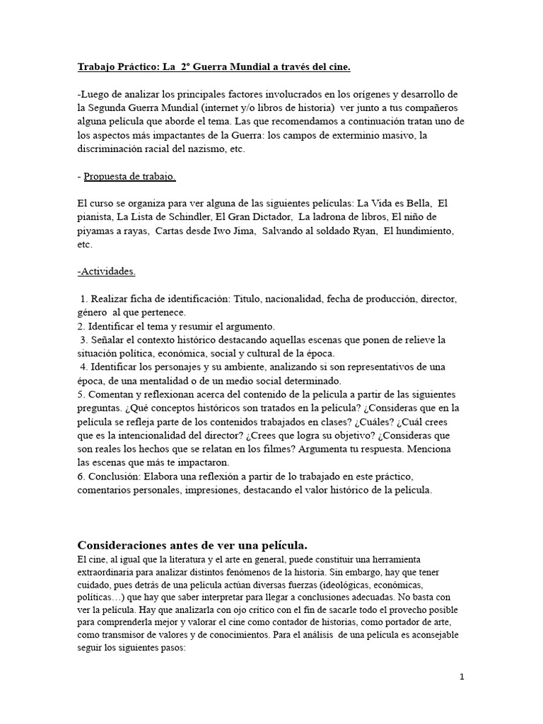 Trabajo Pr-Ctico 2 - Guerra Mundial Pelis | PDF