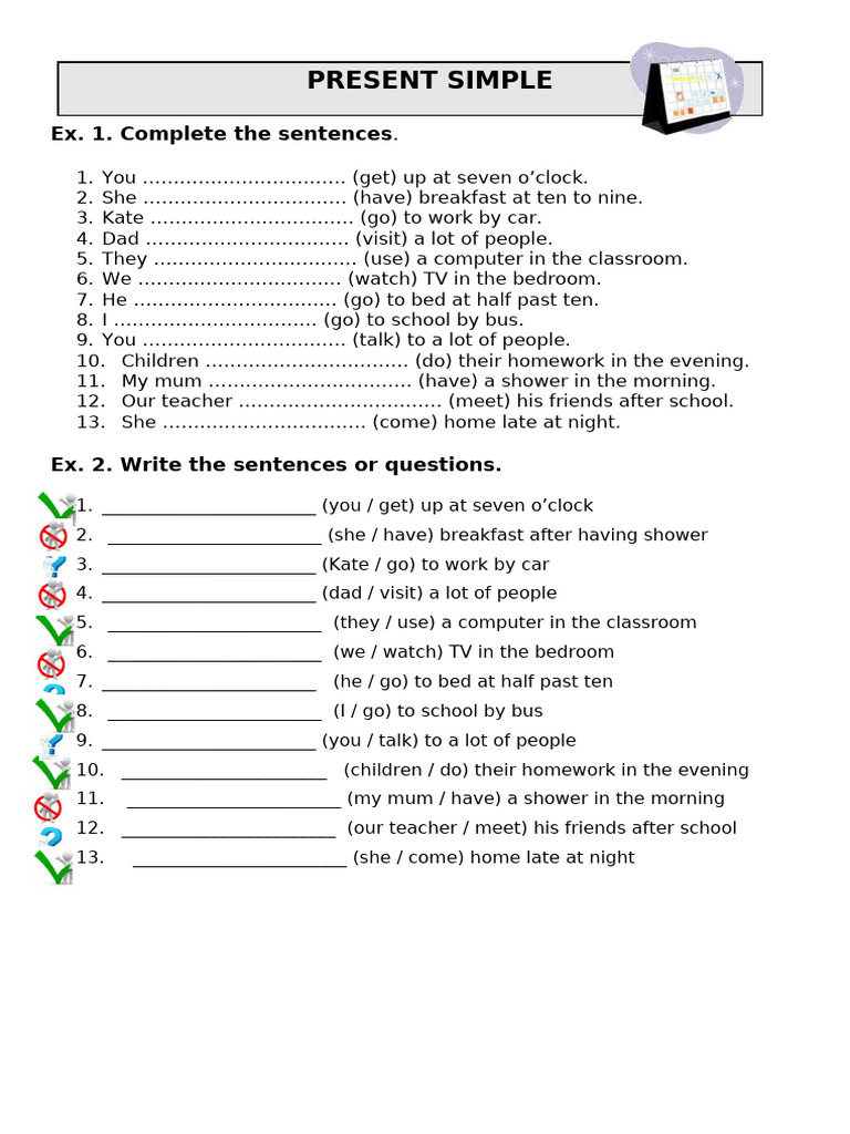 PRESENT SIMPLE - Complete The Sentences | PDF