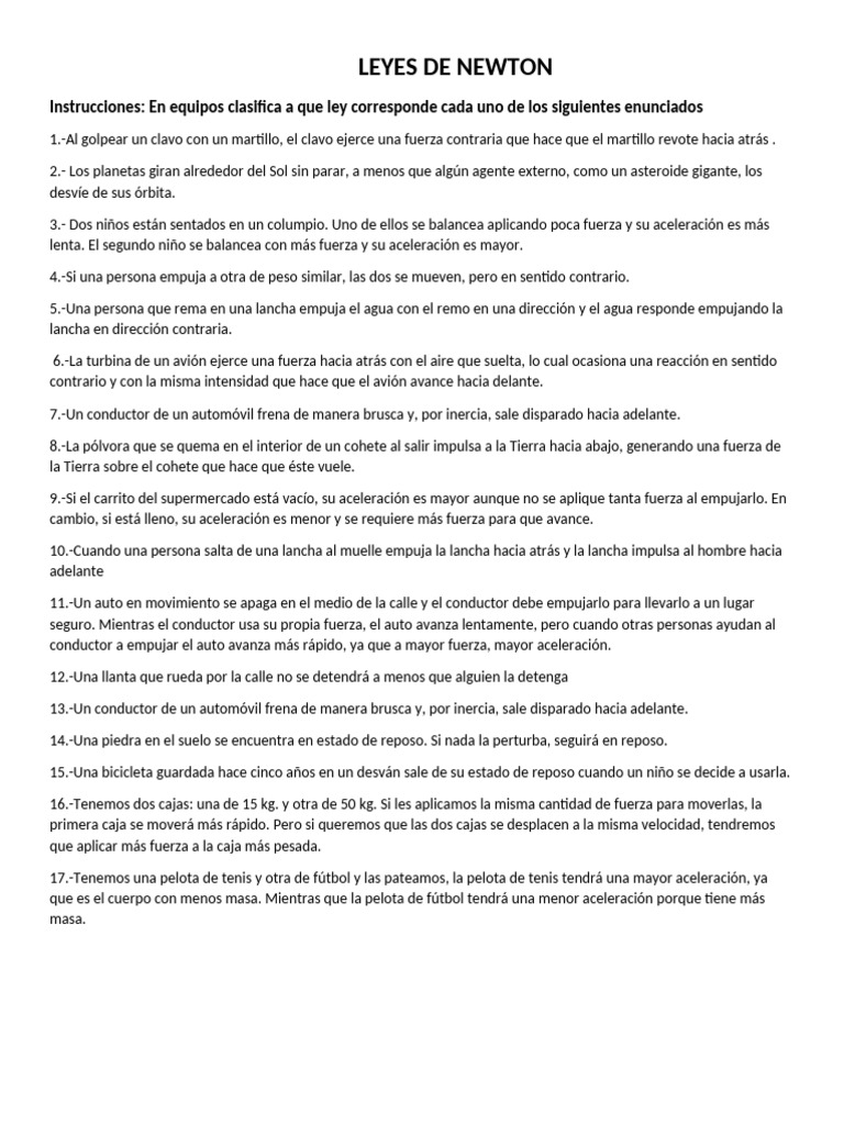 Leyes de Newton | PDF | Fuerza | Las leyes del movimiento de Newton