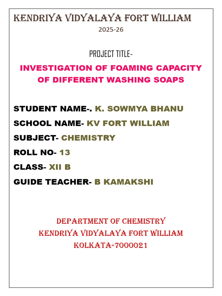 Foaming Capacity of Soaps Study | PDF | Soap | Sodium Hydroxide
