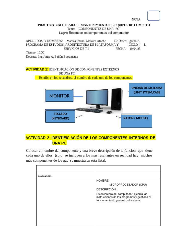 Practica Marcos | PDF | Almacenamiento de datos de la computadora | Disco duro