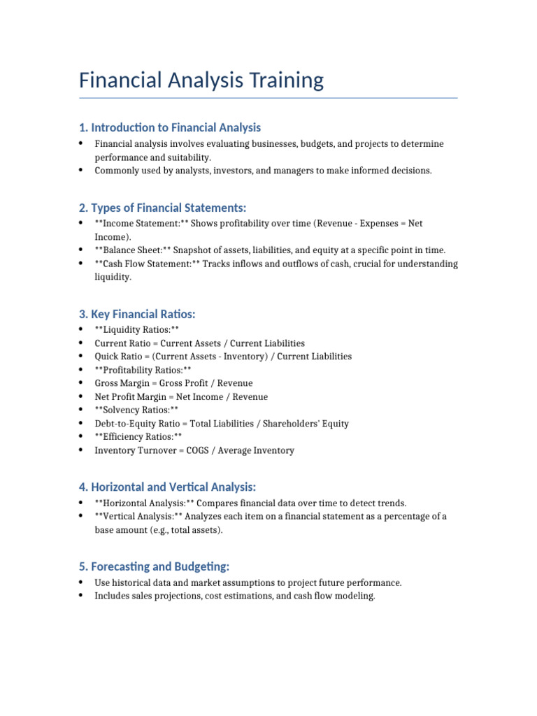 Financial Analysis Training | PDF
