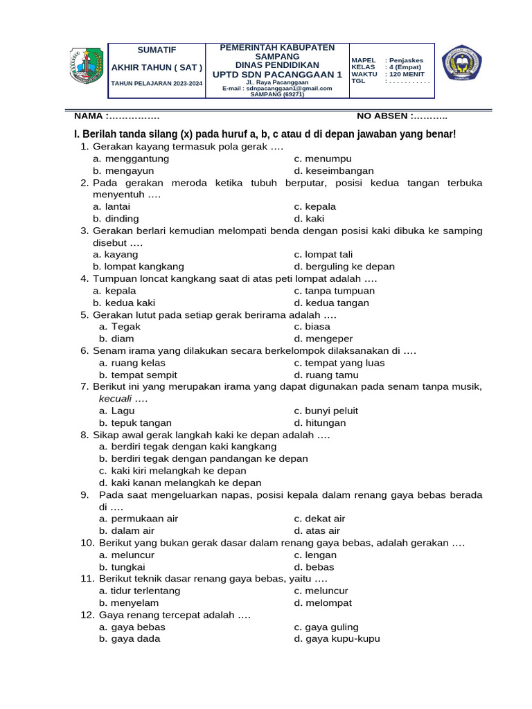 soal SAT kls 4 2025 | PDF