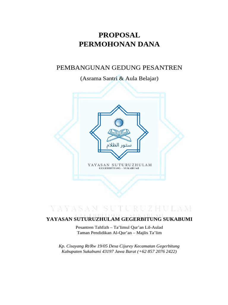 Proposal Pengajuan Dana (Yayasan Suturuzhulam) | PDF