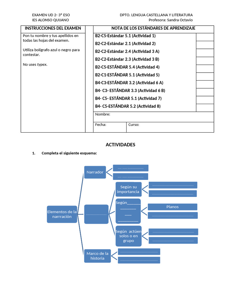 Examen 3º ESO A-UD2 | PDF