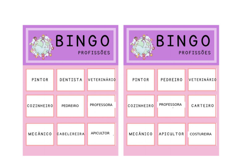 Cartela Bingo Das Profissões | PDF