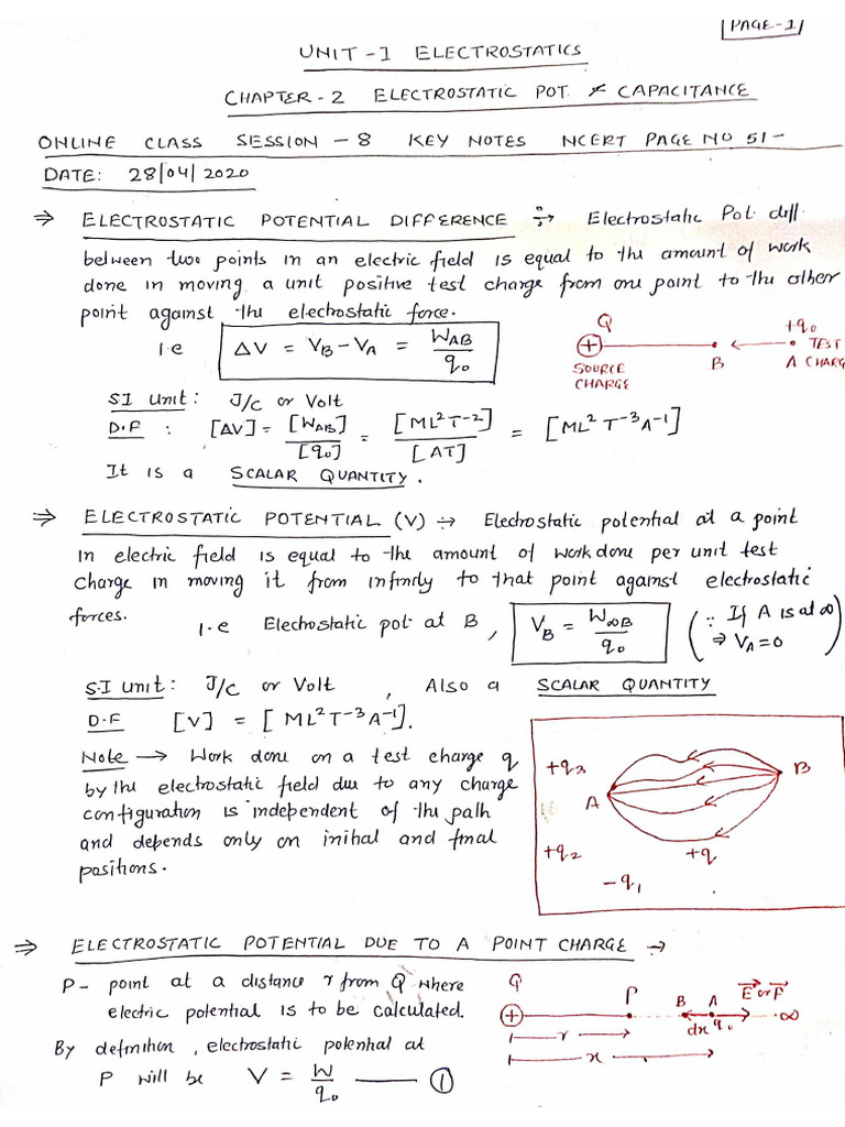 Chapter-2 Electrostatic Potential and Capacitance | PDF