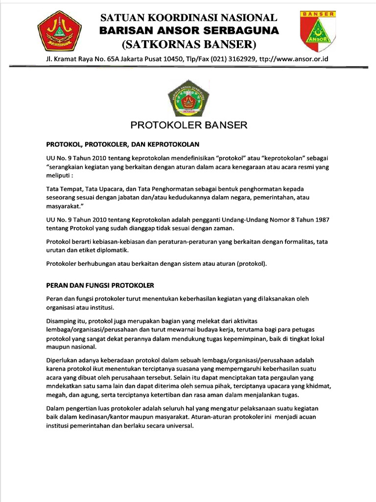 Protokoler dalam Kegiatan Banser | PDF