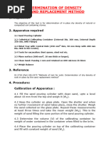 Sand Replacement Test for Soil Density | PDF | Density | Soil