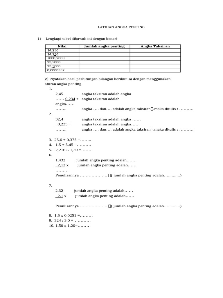 Latihan Angka Penting | PDF