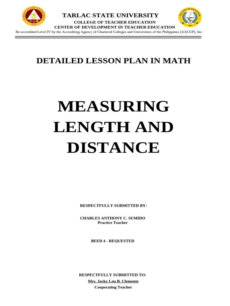 Grade 1 Lesson Plan: Length & Distance | PDF | Lesson Plan