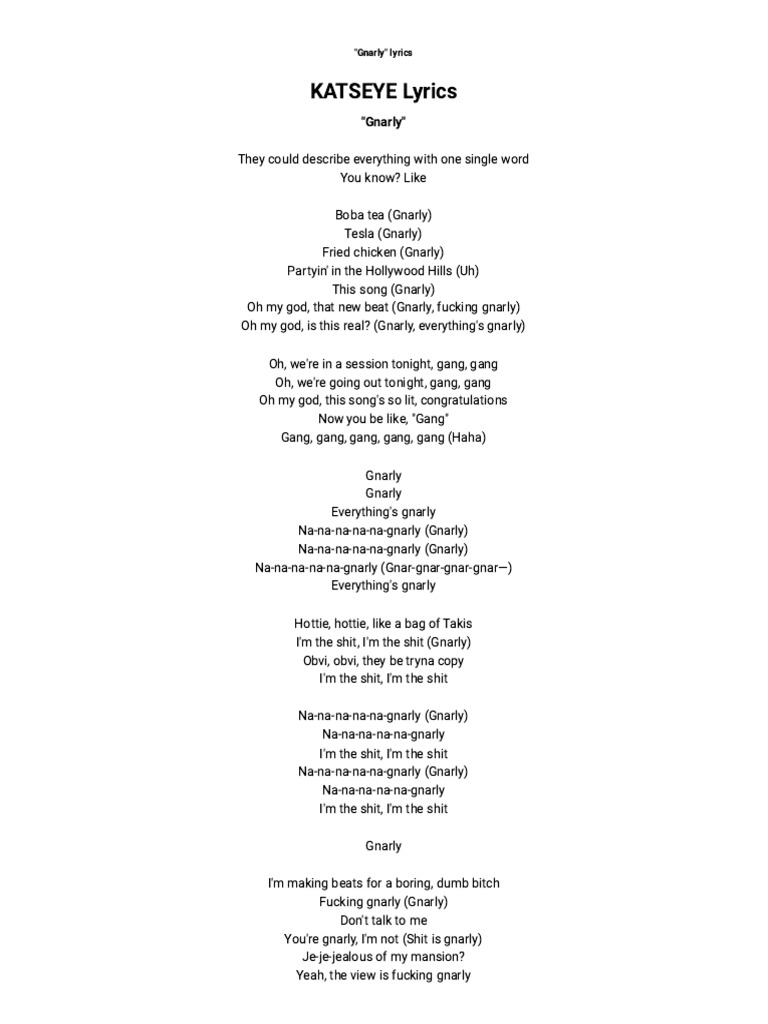 KATSEYE - Gnarly Lyrics | PDF