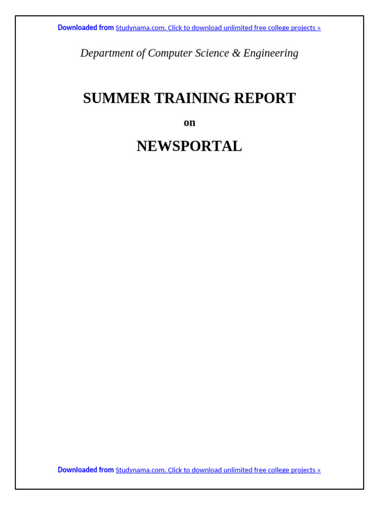 Online News Portal JAVA + Oracle DB Summer Training Project Report For ...