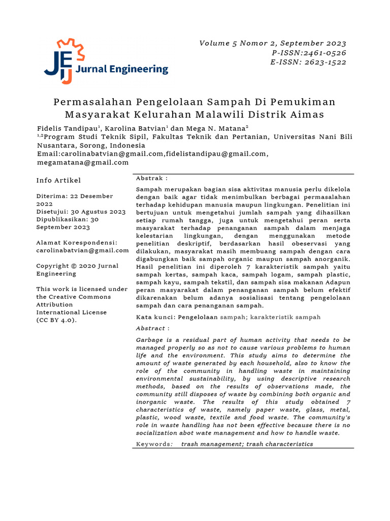 Jurnal Engineering Vol 5 Issue 2 | PDF