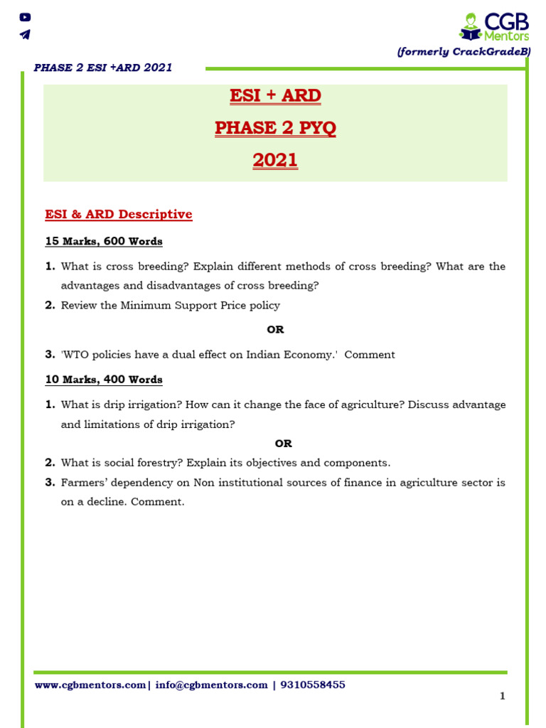ARD ESI Phase 2 2021 Lyst1743059843034 | PDF | Agriculture | Organic Farming
