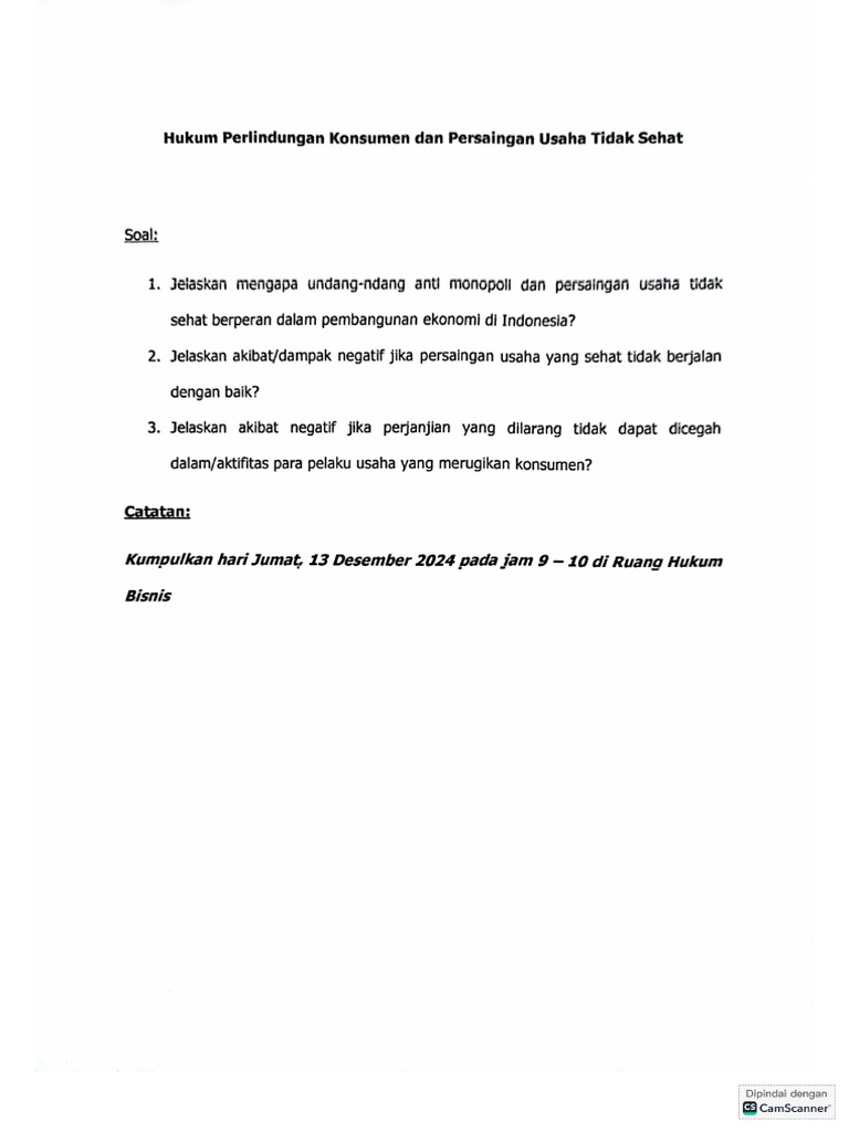 SOAL HK Persaingan Usaha | PDF