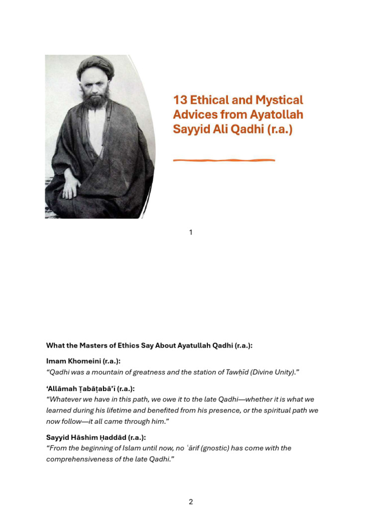 13 Ethical and Mystical Advices From Ayatollah Sayyid Ali Qadhi (R.a ...