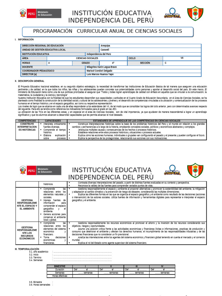 4to Programacio Anual Cs Soc | PDF | Enseñando | Evaluación