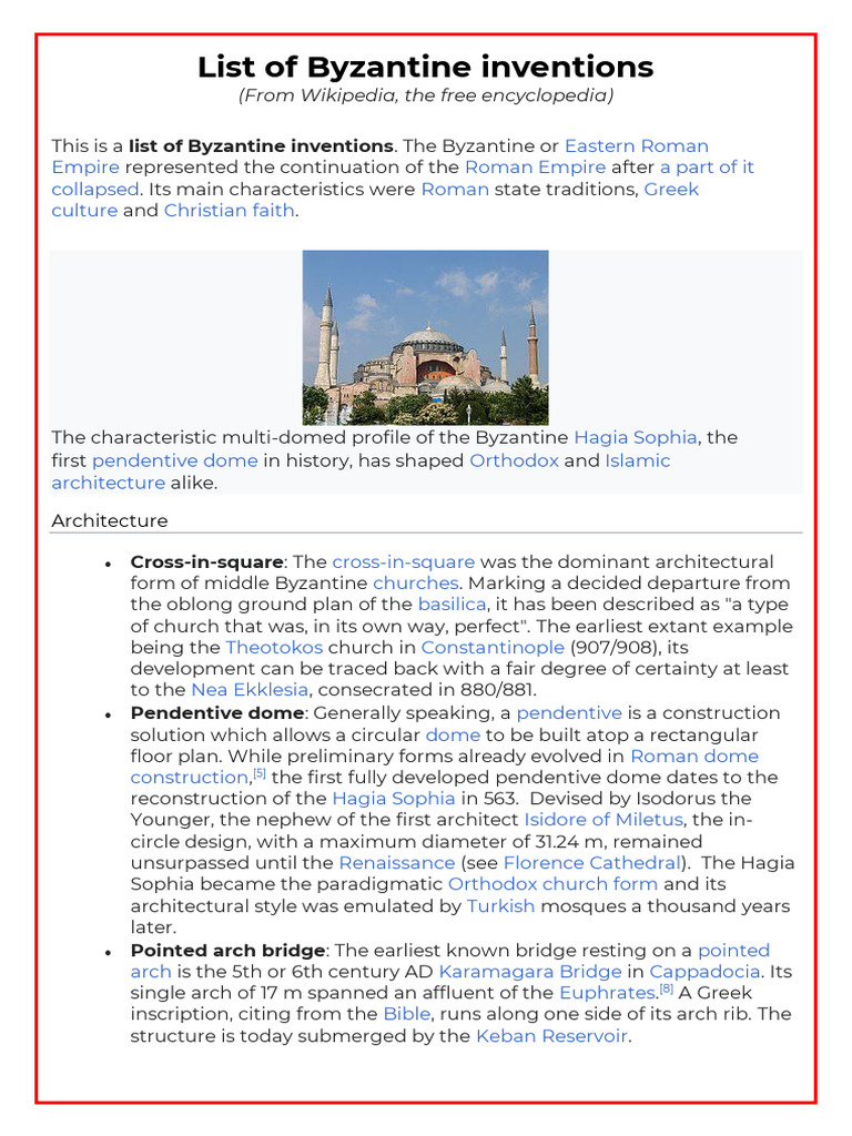 09A - Byzantine Inventions | PDF | Dome | Byzantine Empire