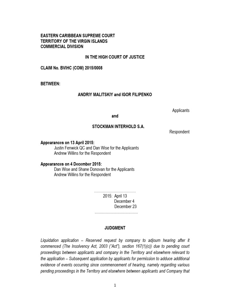 Final Judgment Stockman | PDF | Judgment (Law) | Court Of Appeal Of ...