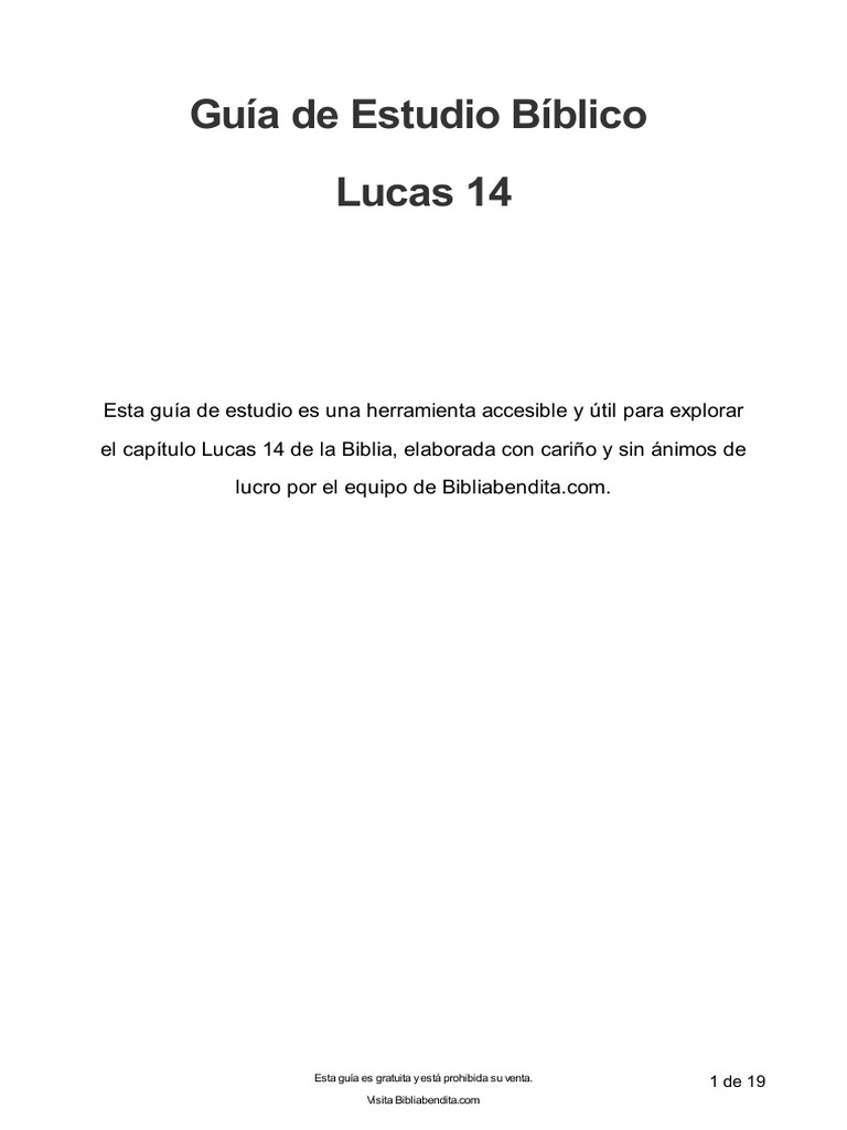 Estudio Bíblico de Lucas 14 | PDF | Jesús | Biblia
