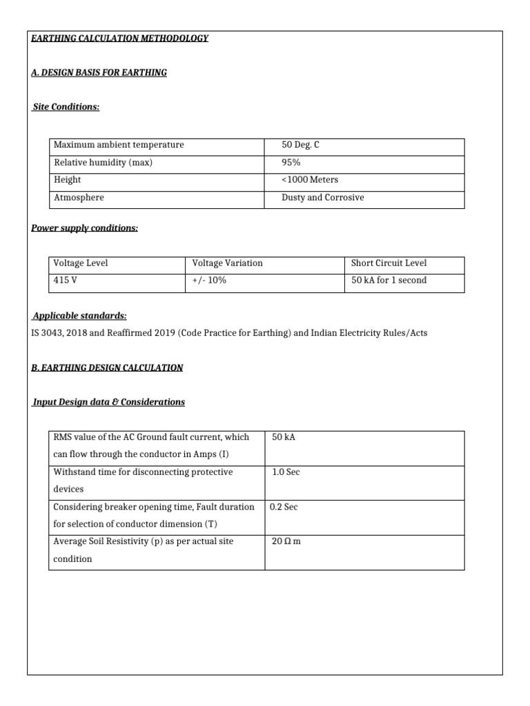 CC1426 Earthing Calculation | PDF | Applied And Interdisciplinary Physics | Earth Sciences