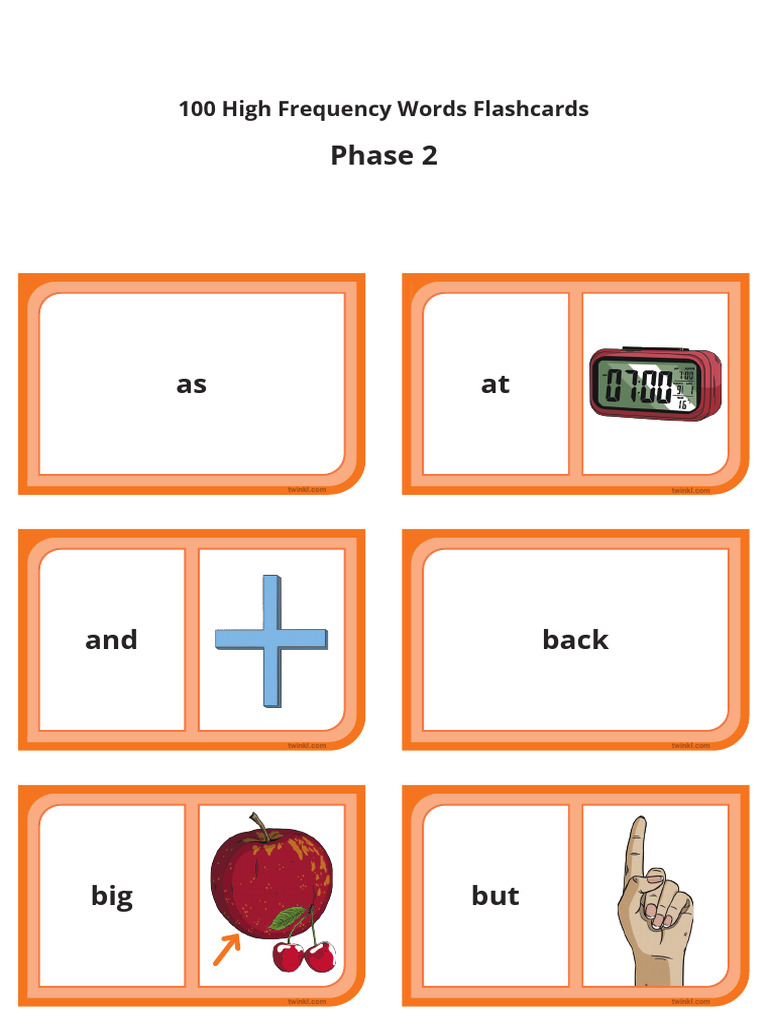 100 High Frequency Words Flashcards Set 1 | PDF
