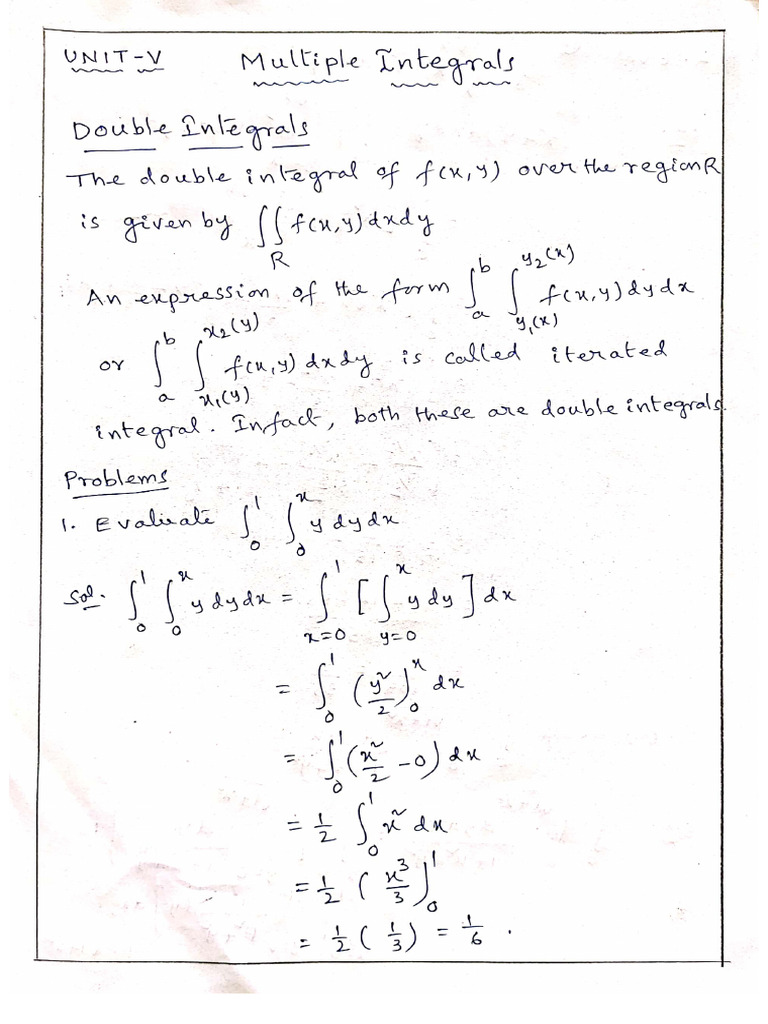 UNIT-V Multiple Integrals | PDF