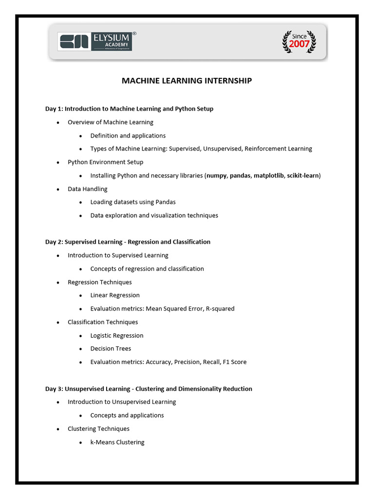 Machine Learning Internship | PDF