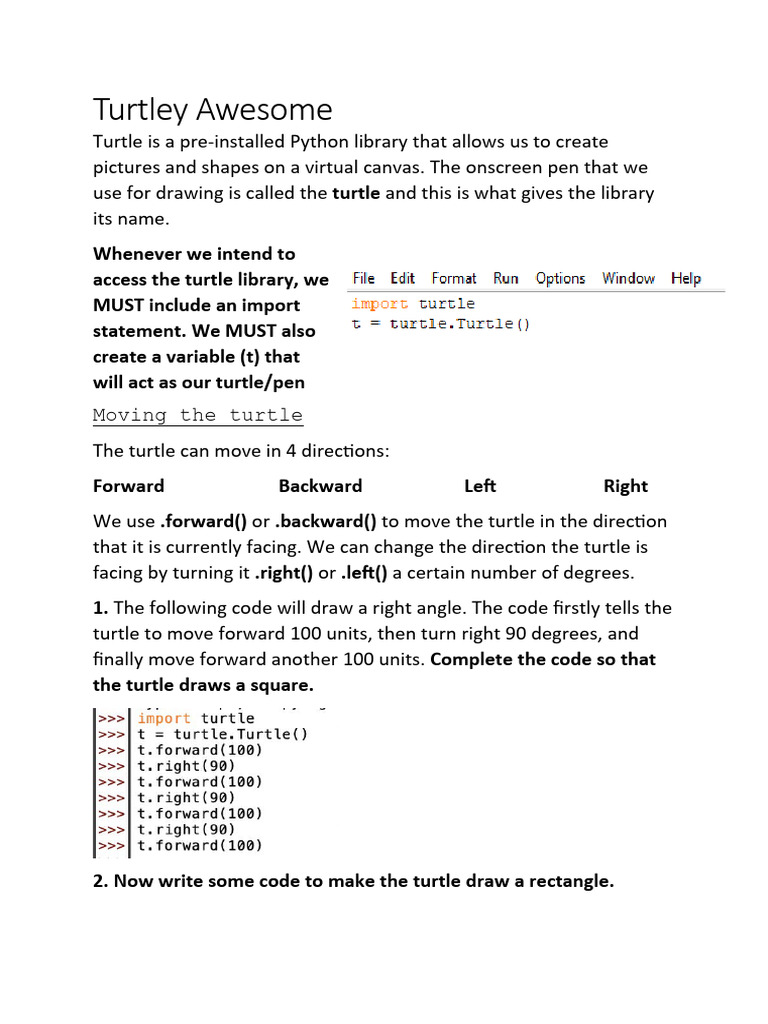Python Turtle Drawing Basics | PDF | Circle | Euclidean Geometry