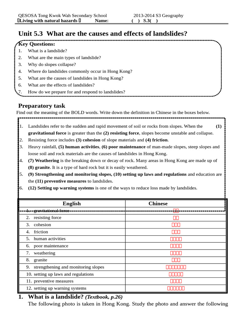 Causes and Effects of Landslides in HK | PDF | Landslide | Force