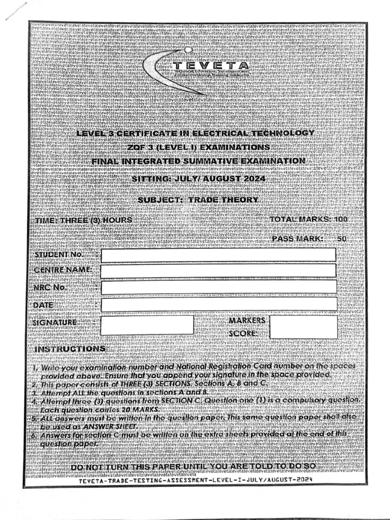 Level 1 Electrical Technology 2024 Paper | PDF