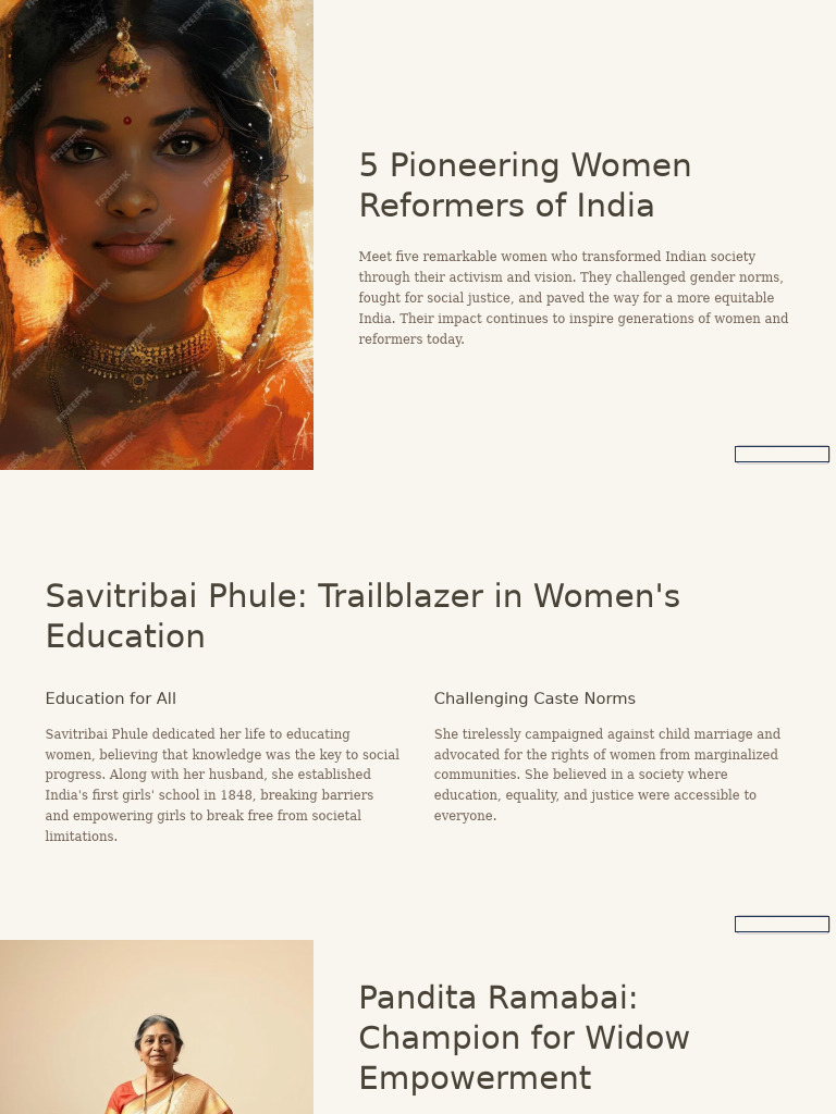 5 Pioneering Women Reformers of India | PDF | Social Ethics | Identity ...