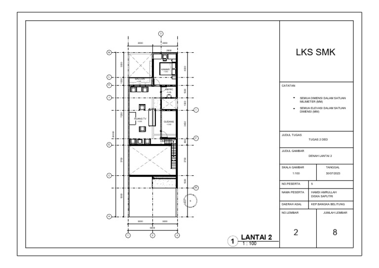 TUGAS A8 DENAH LT 2 | PDF