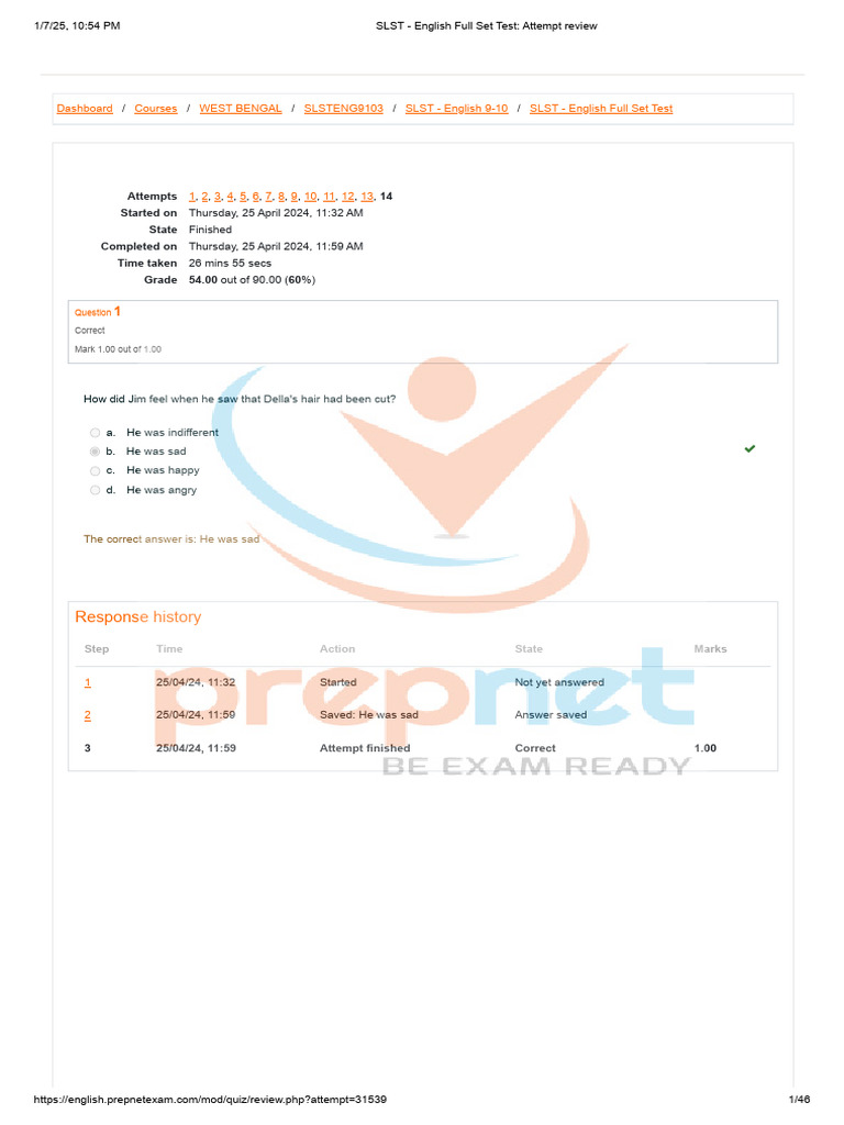 SLST - English (9-10) Full Set Test - Attempt Review - Watermark | PDF ...