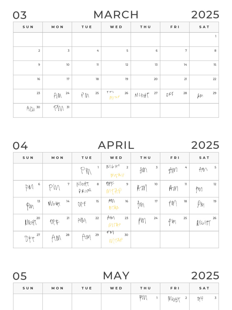 Sample Sched Eamc | PDF