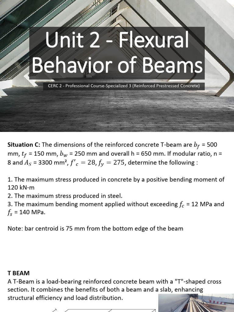 CERC 2 Unit 2 - Flexural Behavior of Beams Pt2 | PDF | Bending | Beam (Structure)